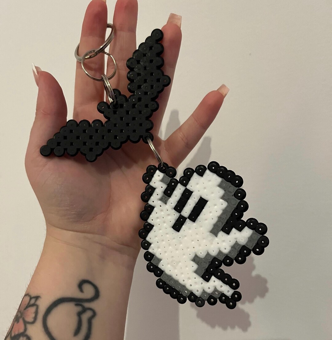 Handmade Hama Perler Bead Ghost & Bat Halloween Key Ring - Etsy