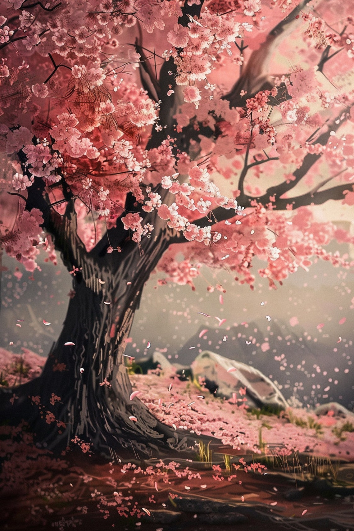 Printable Digital Art Cherry Blossom Full Bloom - Etsy