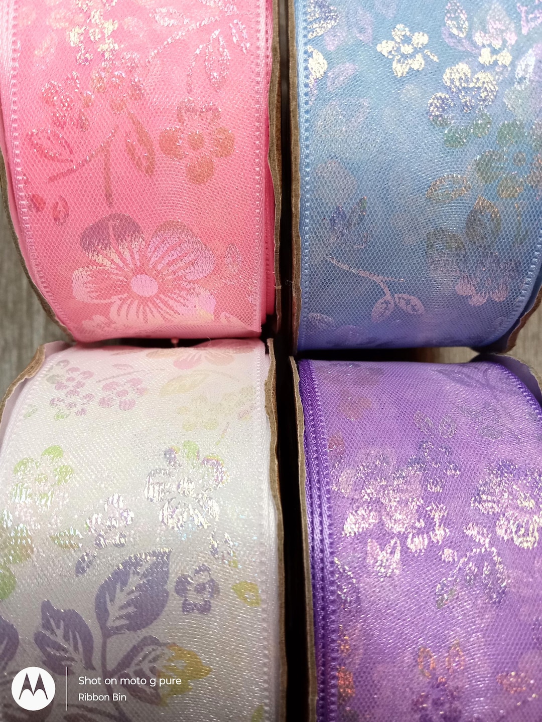 Iridescent Floral Satin Ribbon, Ribbonbin, Shimmer Ribbon, 1.5 Floral ...