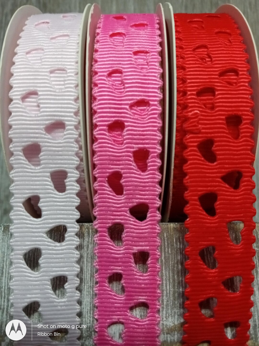 5/8 Grosgrain Heart Cut-out Ribbon, Ribbonbin, Fancy Heart Ribbon ...