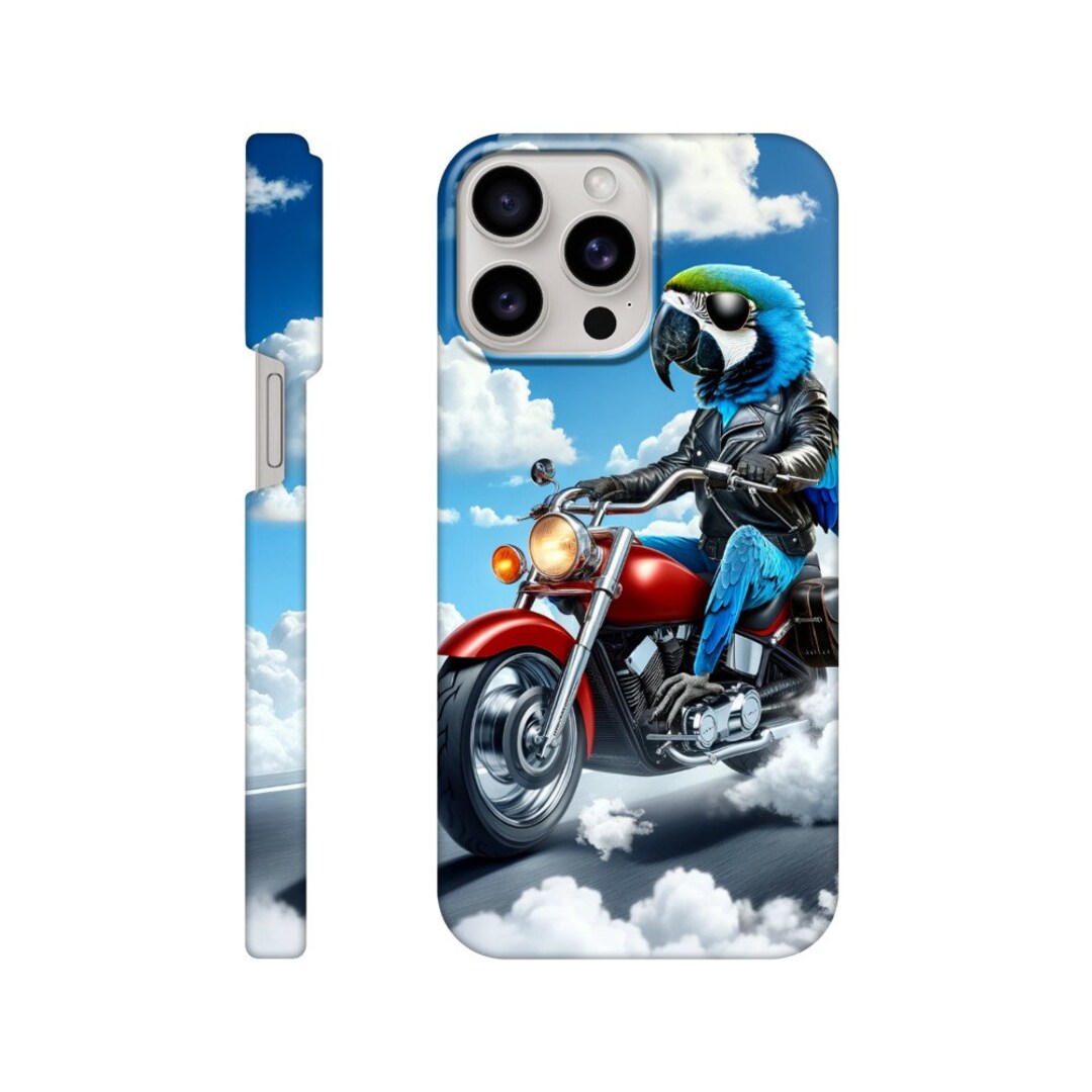 Badass Macaw on Motorcycle Flexi Case for iPhone and Samsung Slim Case ...