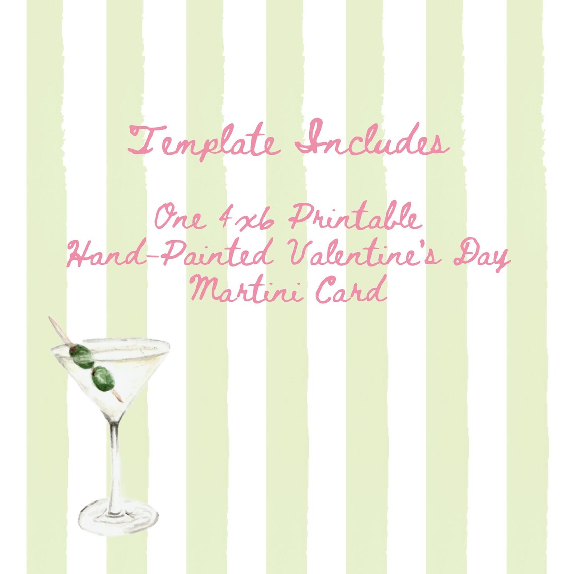 Printable Martini Greeting Card Template, Olive You Martini Themed Card ...