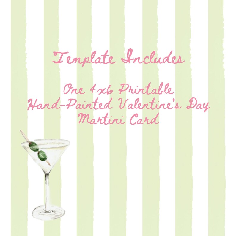 Printable Martini Greeting Card Template, Olive You Martini Themed Card ...