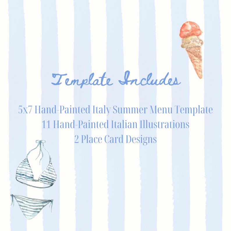 Italy Bachelorette Menu Template and Illustrations, Editable Stationery ...