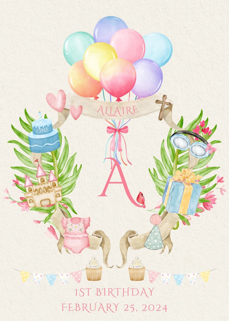 Custom Digital "watercolor" Crests - to Text, Print as Invitations ...