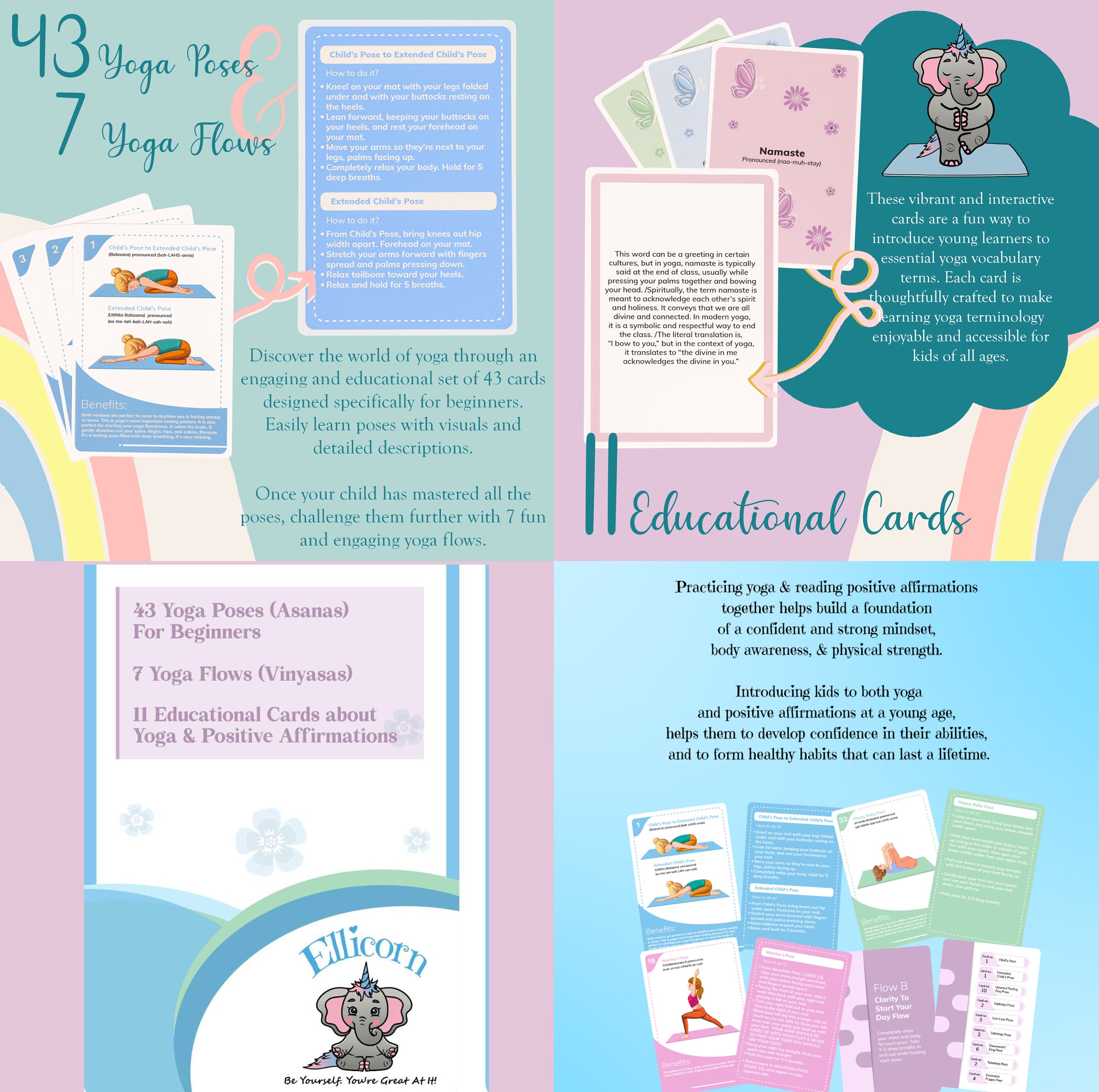 57 Printable Beginner Yoga Flashcards for Kids and Adults Custom With ...