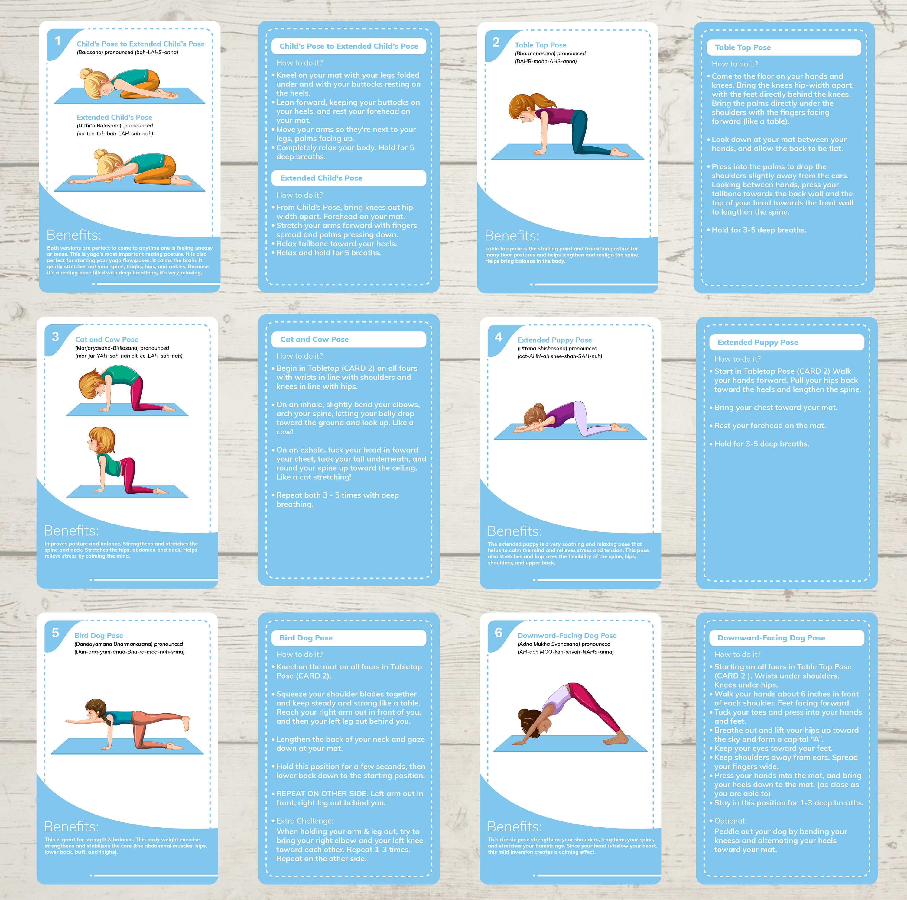 57 Printable Beginner Yoga Flashcards for Kids and Adults Custom With ...
