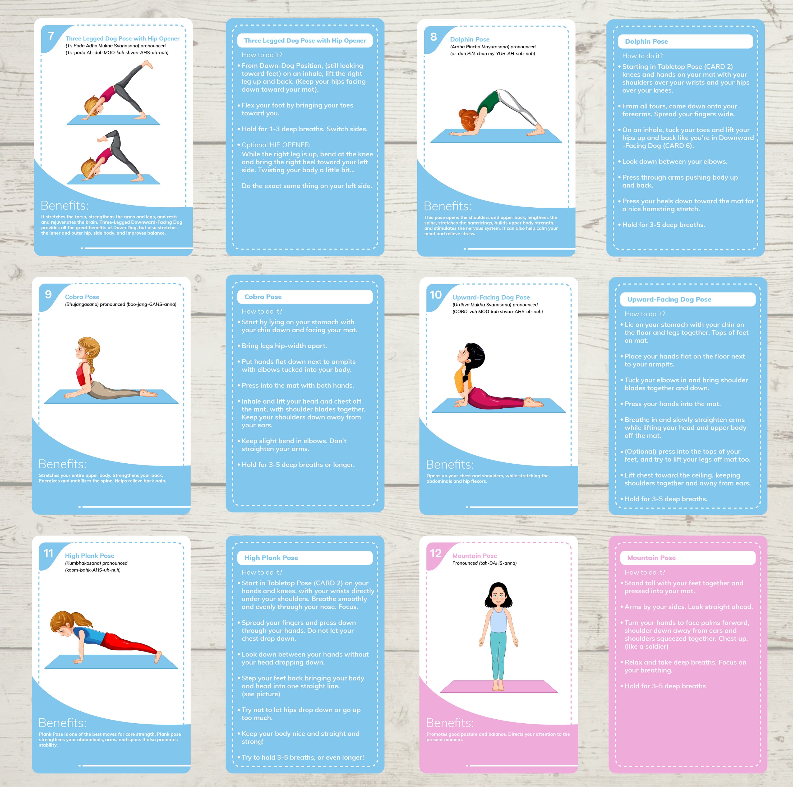 57 Printable Beginner Yoga Flashcards for Kids and Adults Custom With ...