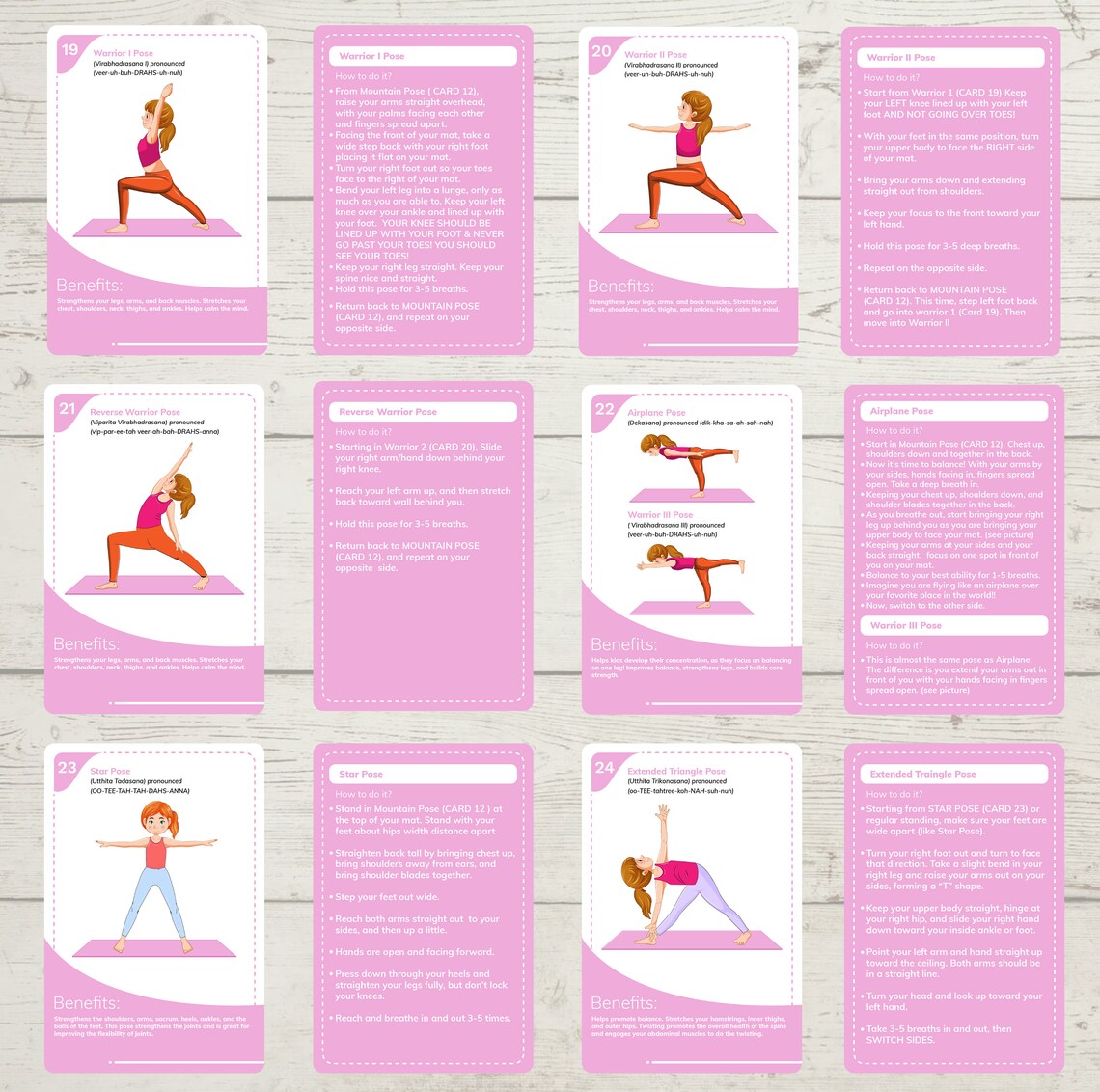 57 Printable Beginner Yoga Flashcards for Kids and Adults Custom With ...