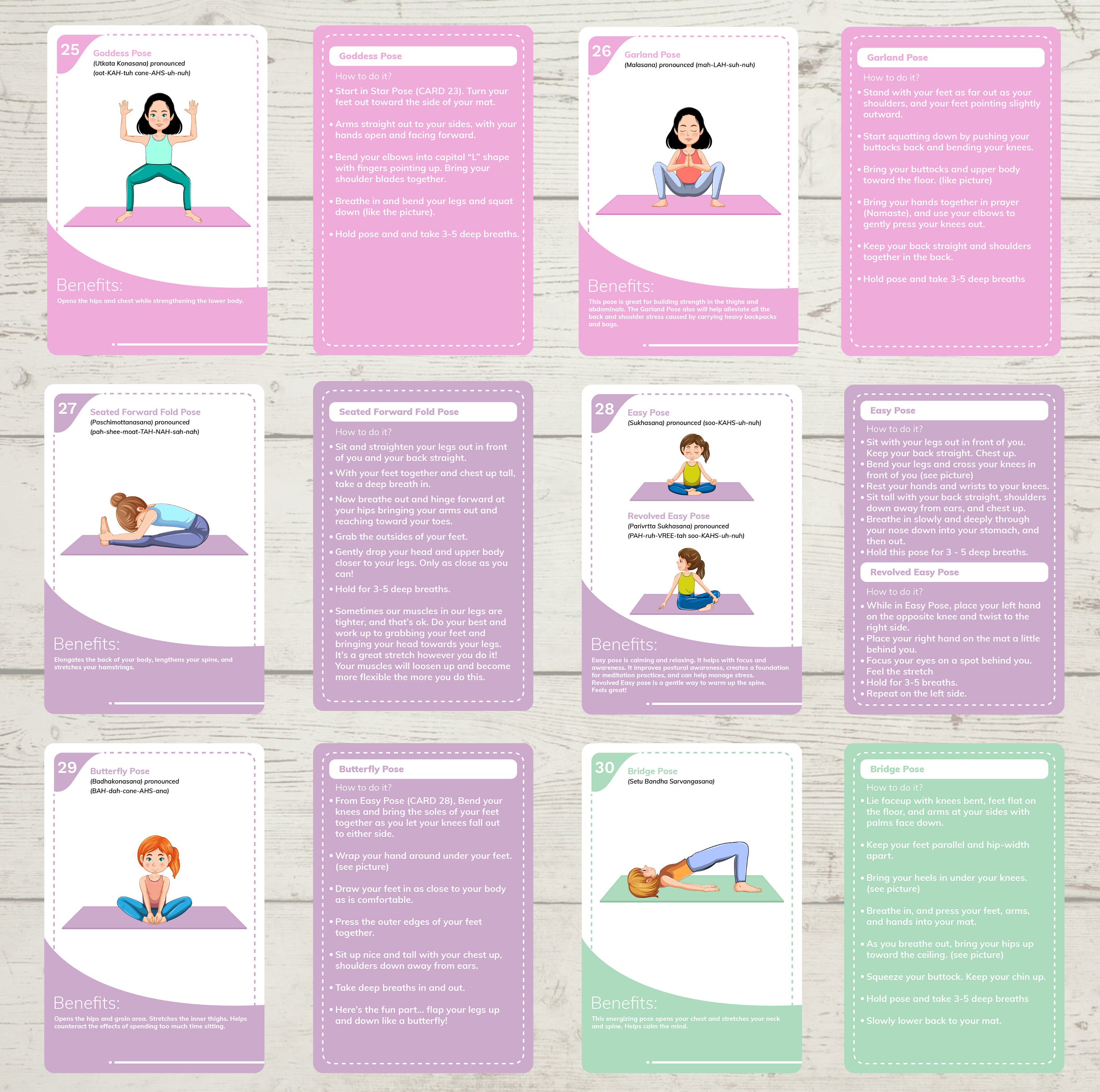 57 Printable Beginner Yoga Flashcards for Kids and Adults Custom With ...