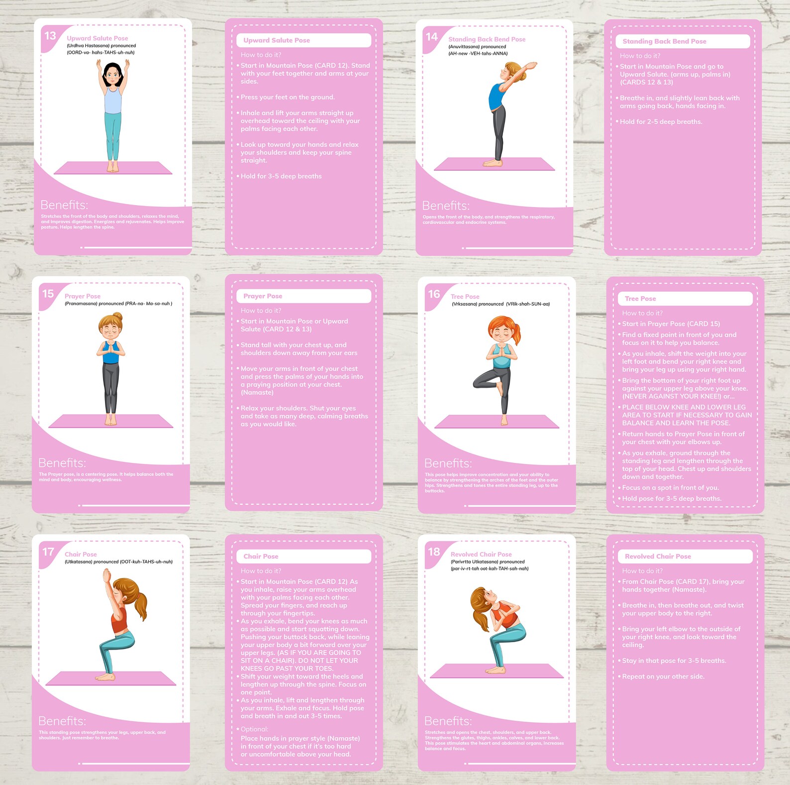 57 Printable Beginner Yoga Flashcards for Kids and Adults Custom With ...