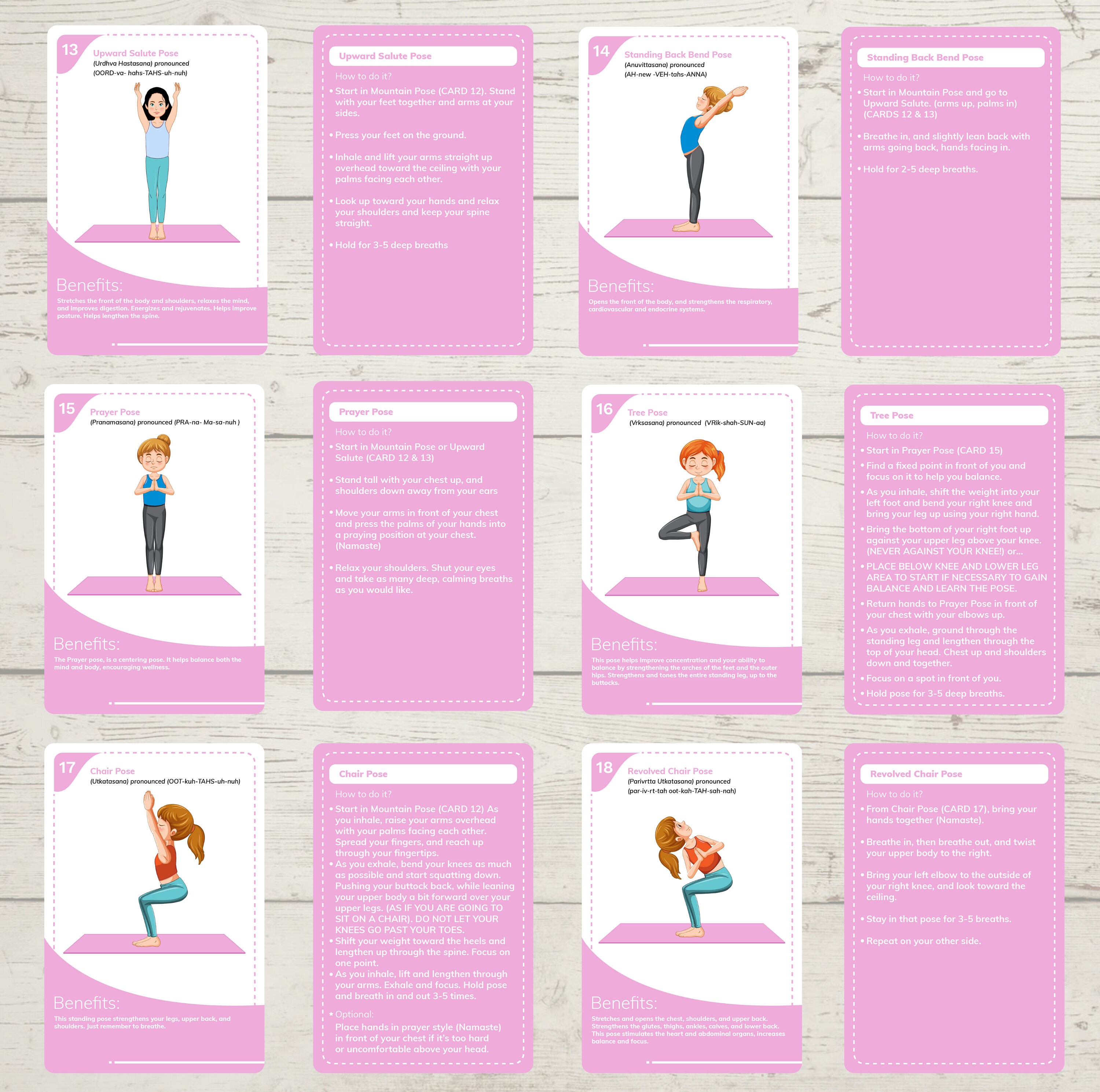 57 Printable Beginner Yoga Flashcards for Kids and Adults Custom With ...