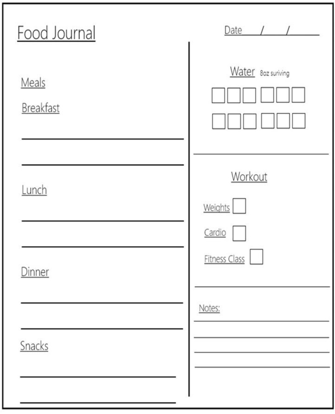 Food Tracking Sheet - Etsy