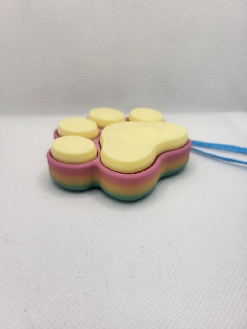 Large Cat Paw Fidget Clicker Pastel Rainbow/yellow - Etsy