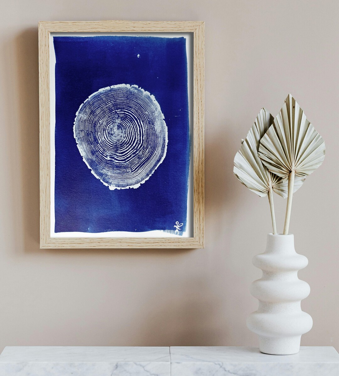 Tree Rings Imprint Botanical Cyanotype, Original Print, Plants With ...