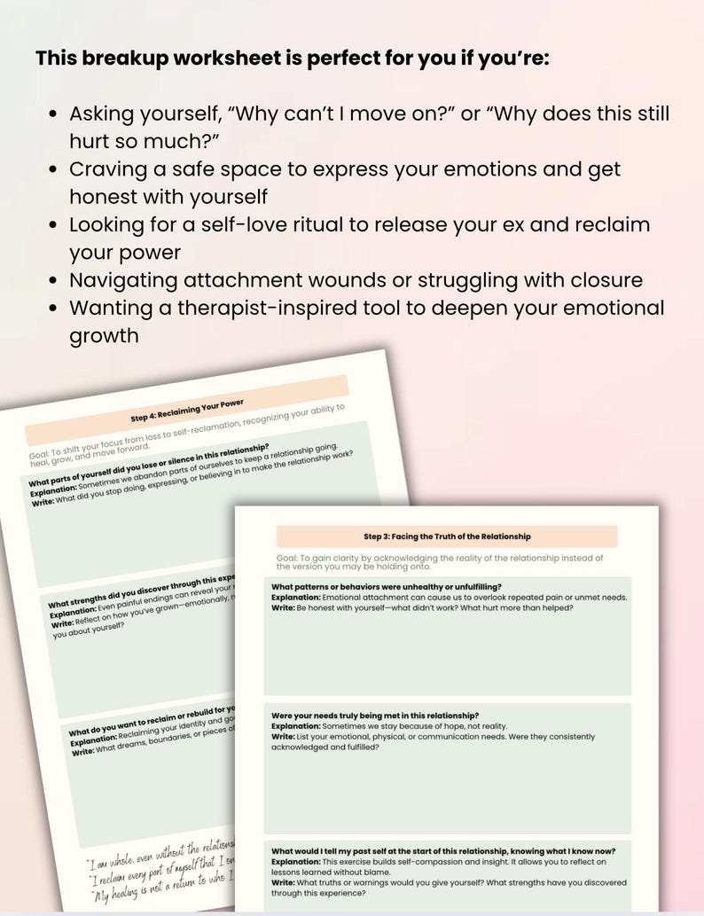 Breakup Healing Worksheet: Emotional Release & Self-reflection (digital ...