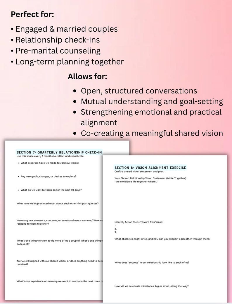 Couples Life Planning Worksheet: Relationship Goals, Therapy Prompts ...