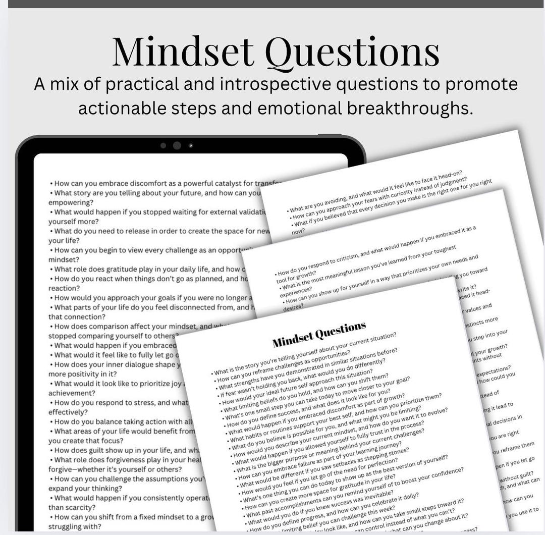 Mindset Questions Deepen Self-awareness Challenge Negative Thinking ...