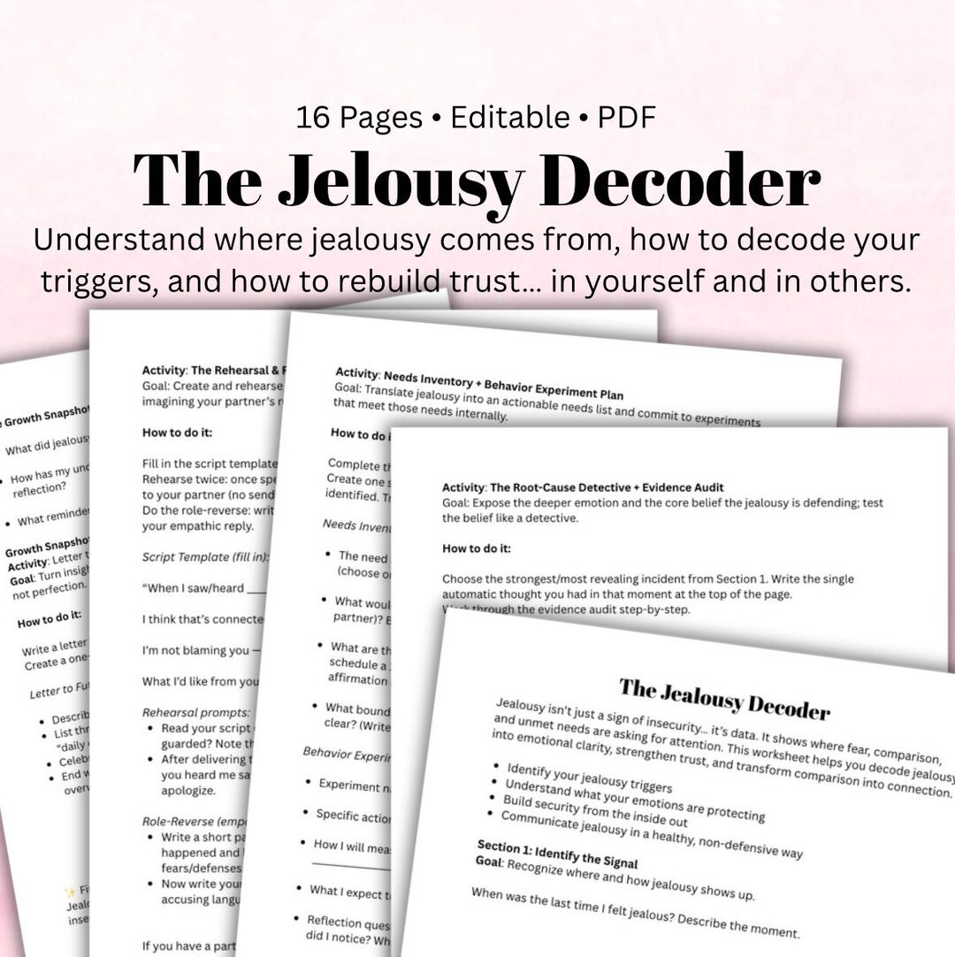 The Jealousy Decoder Workbook Heal Insecurity, Build Trust Emotional ...