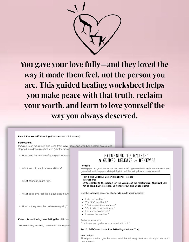Relationship Recovery Worksheet: Healing After One-sided Love (PDF) - Etsy