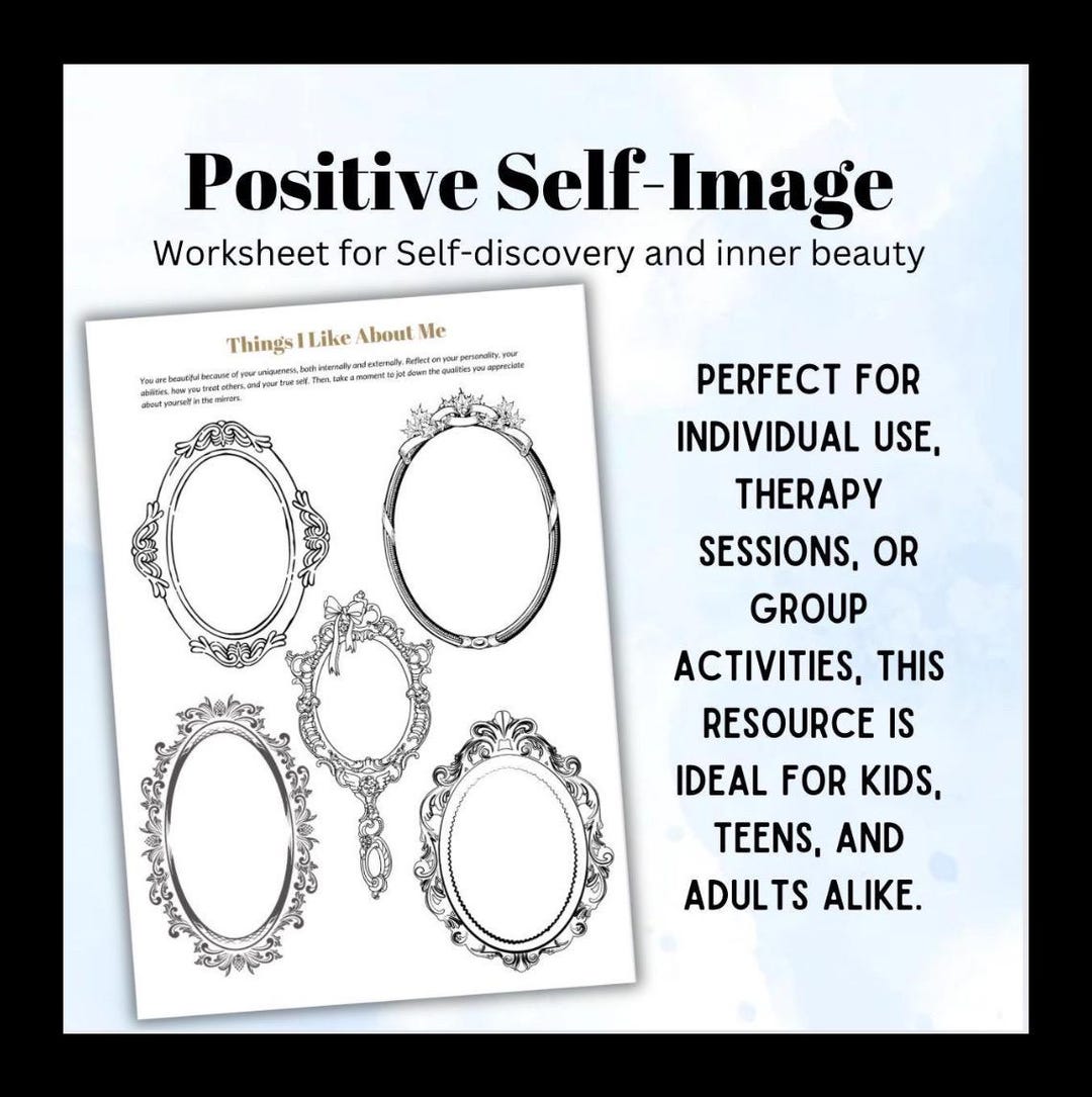 Positive Self-image Worksheet Mirror Exercise Self-discovery Activity ...