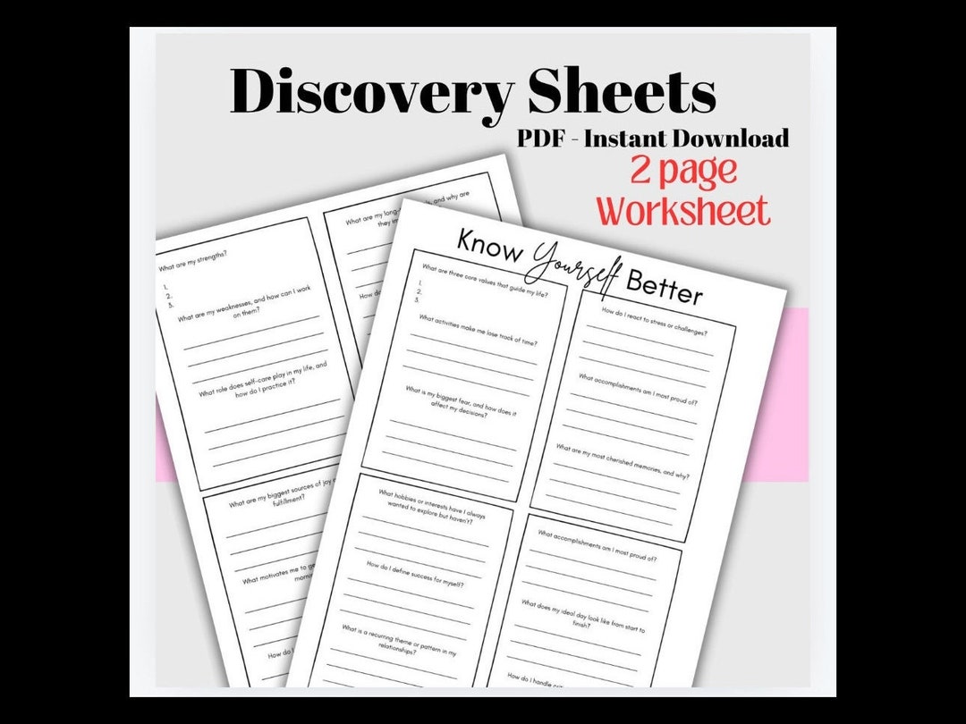 Discovery Worksheets Know Yourself Better Personal Growth Personal ...