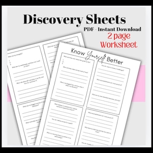 Discovery Worksheets Know Yourself Better Personal Growth Personal ...