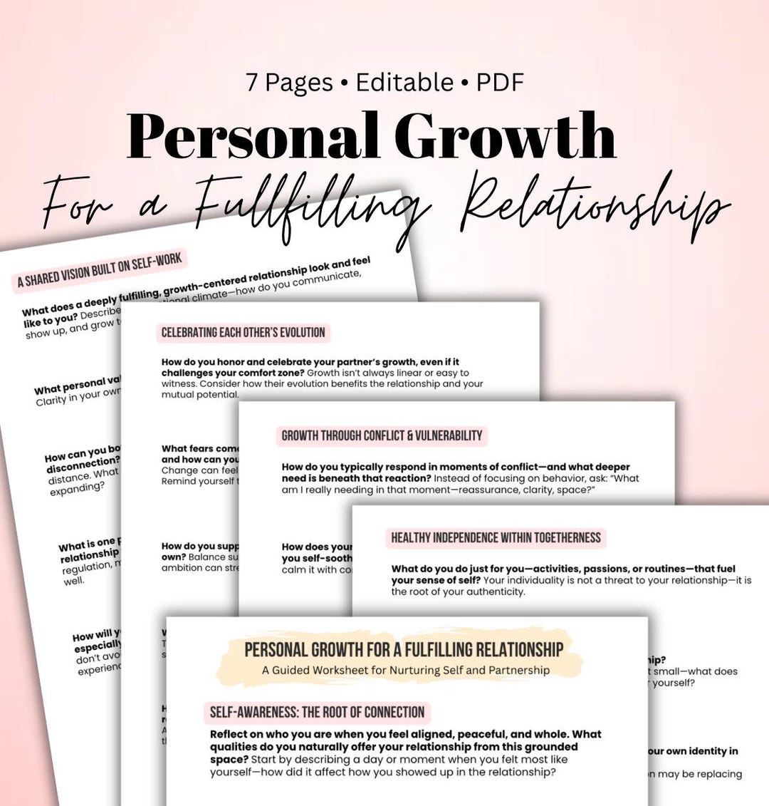 Personal Growth Relationship Workbook Couples Therapy Exercises Healthy ...