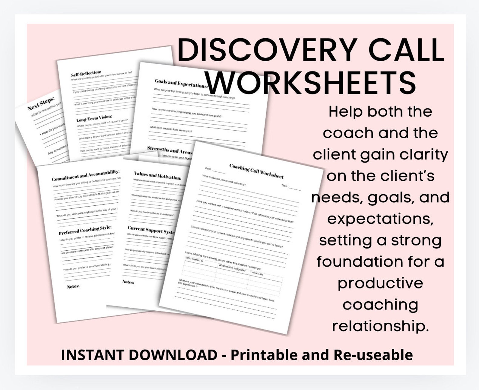 Discovery Call Worksheets Coach Resource Client Enrollment Establishing ...