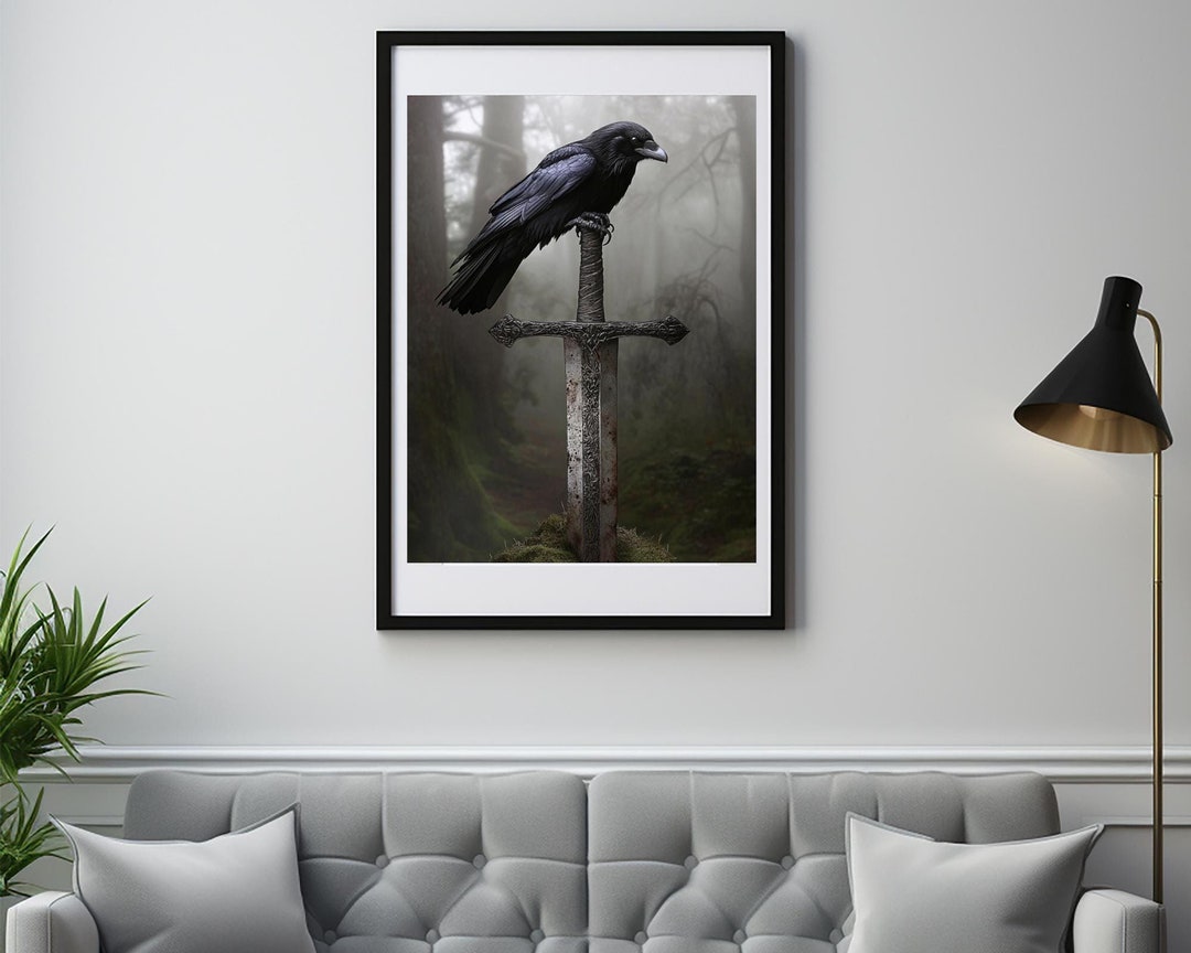 Raven Perched on Sword Art Print: Dark Academia Decor (digital Download ...