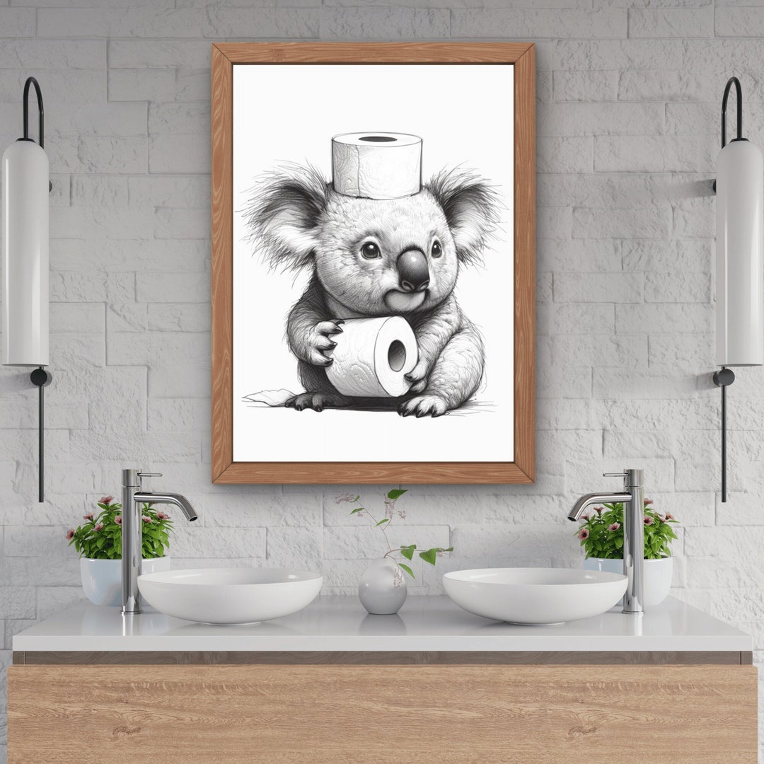 Baby Koala Bear Bathroom Wall Art, Decor Bathroom Art for Kids ...