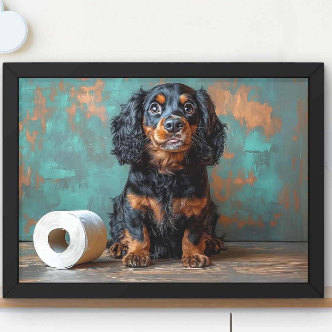 Gordon Setter Puppy Bathroom Art: Toilet Paper Dog Print (digital ...