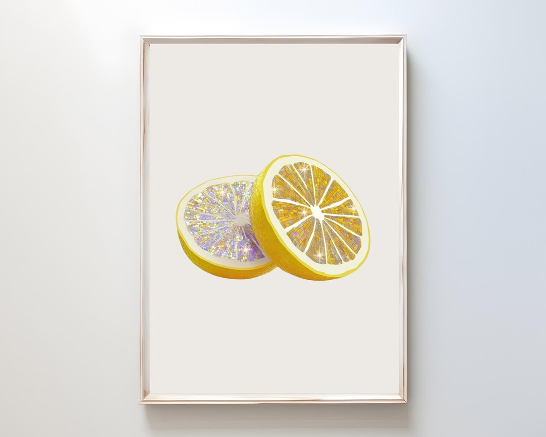Disco Lemon Art Print | Wall Art Poster, Glam Disco Ball Lemon | Preppy ...