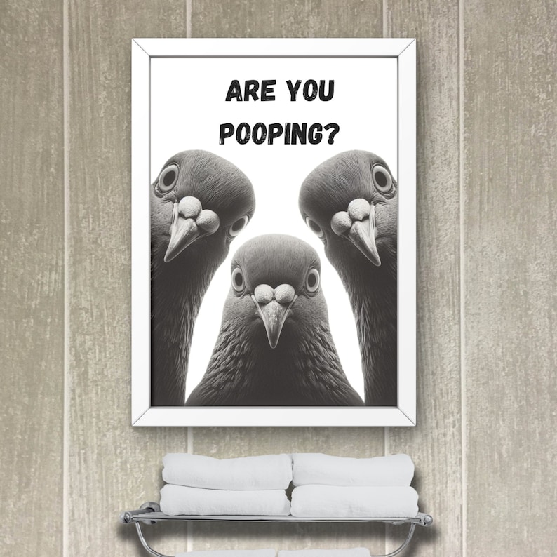 Pigeons Wall Art Bathroom Are You Pooping Print Bathroom Decor Bathroom ...