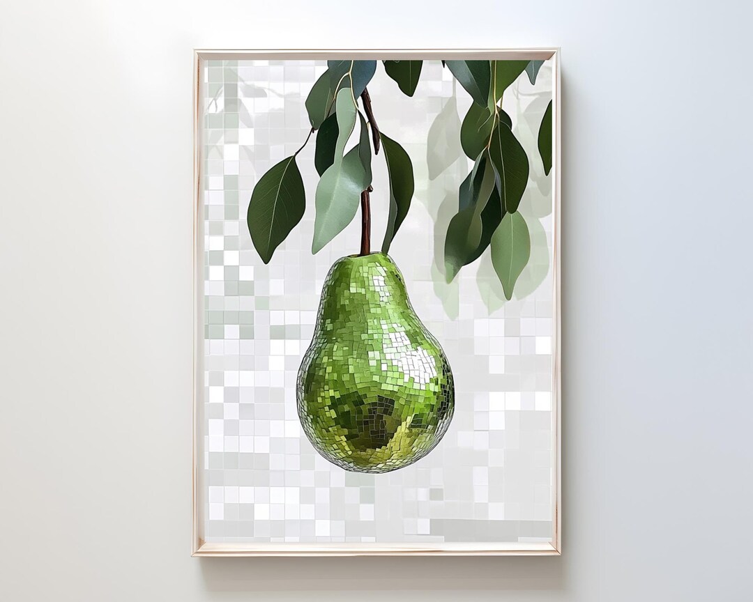 Disco Pear Art Print Wall Art Poster Glam Disco Ball Pears Preppy ...