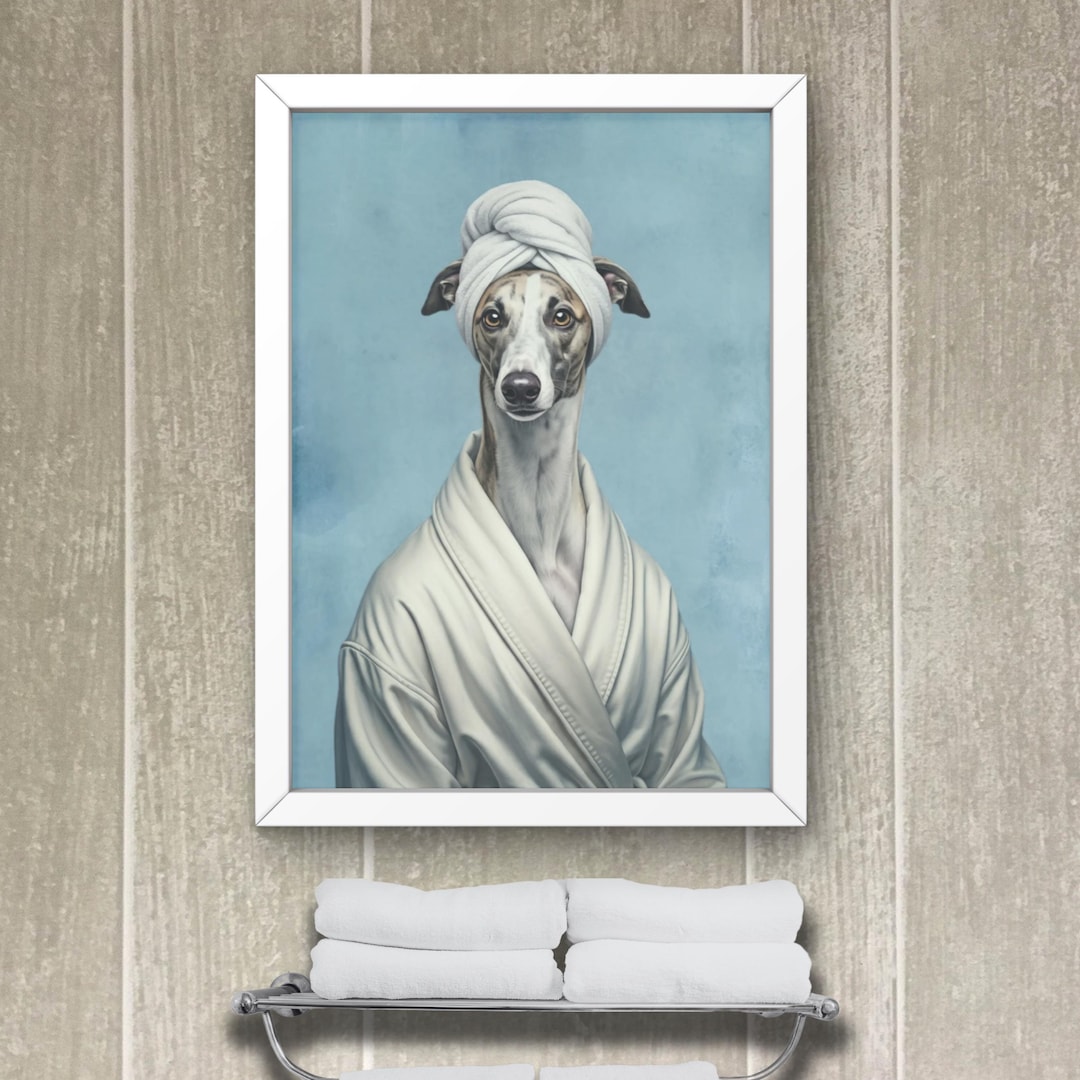 Greyhound Dog Spa Print: Bathroom Wall Art, Greyhound Lover Gift ...