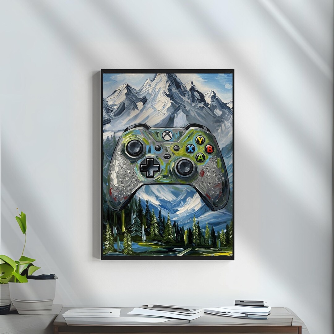 Video Game Controller, Gaming Wall Art, Game Console Print, Mountain ...