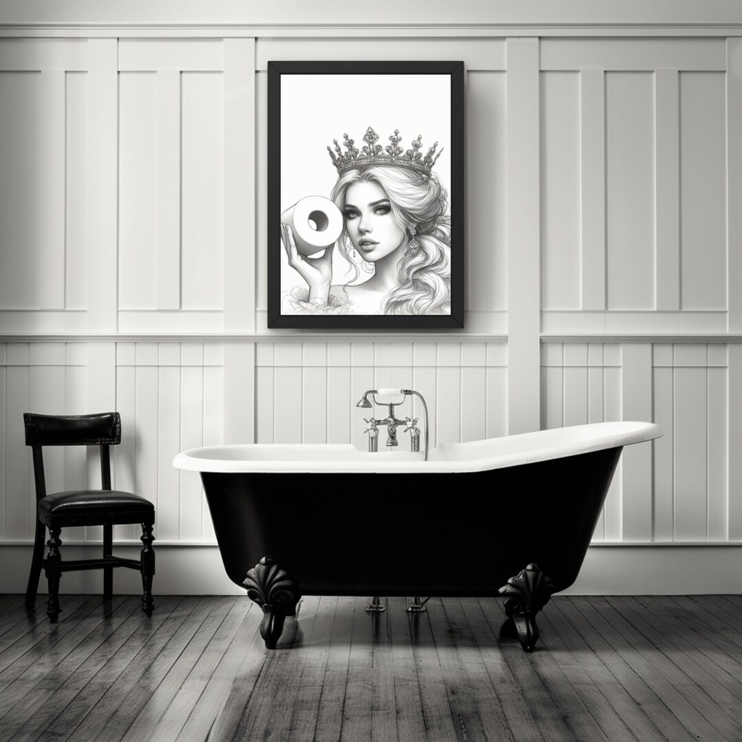 Princess Bathroom Wall Art, Kids Guest Bath Print, Minimalist Poster ...