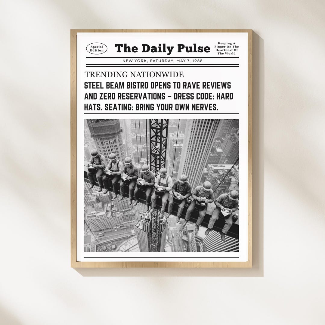 Newspaper Print: Lunch Atop a Skyscraper Parody Wall Art, Funny Gag ...