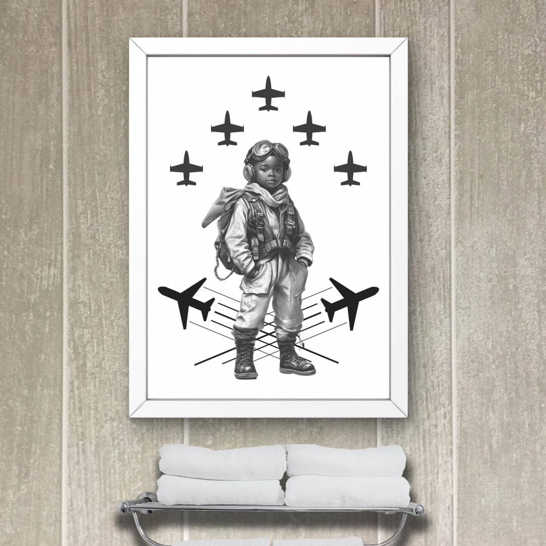 African American Boy Pilot Print: Army Aviation Wall Art (digital ...