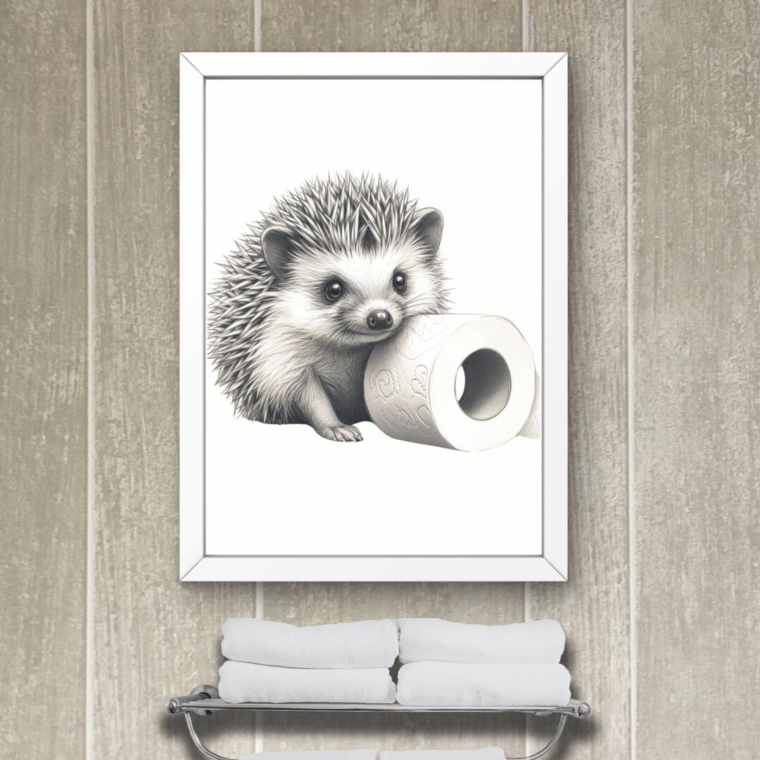 Hedgehog Bathroom Art: Funny Toilet Paper Print (digital Download) # ...
