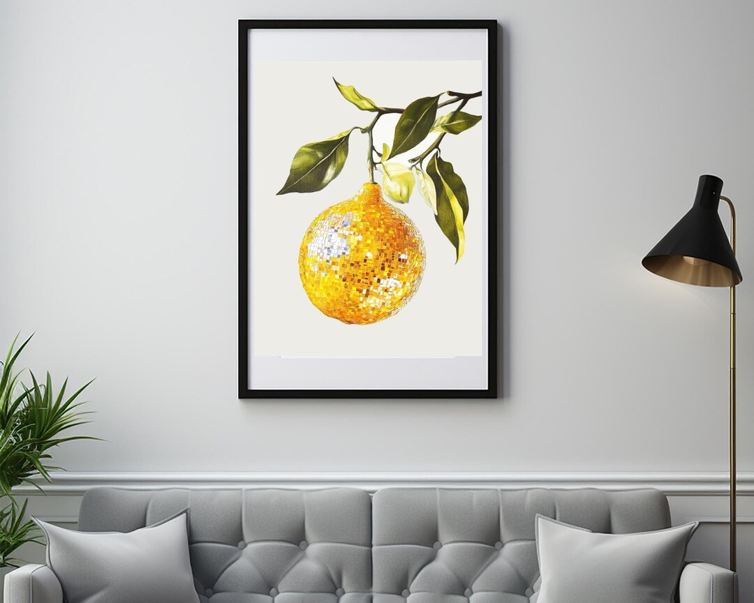 Disco Lemon Art Print Wall Art Poster, Glam Disco Balllemon Preppy ...