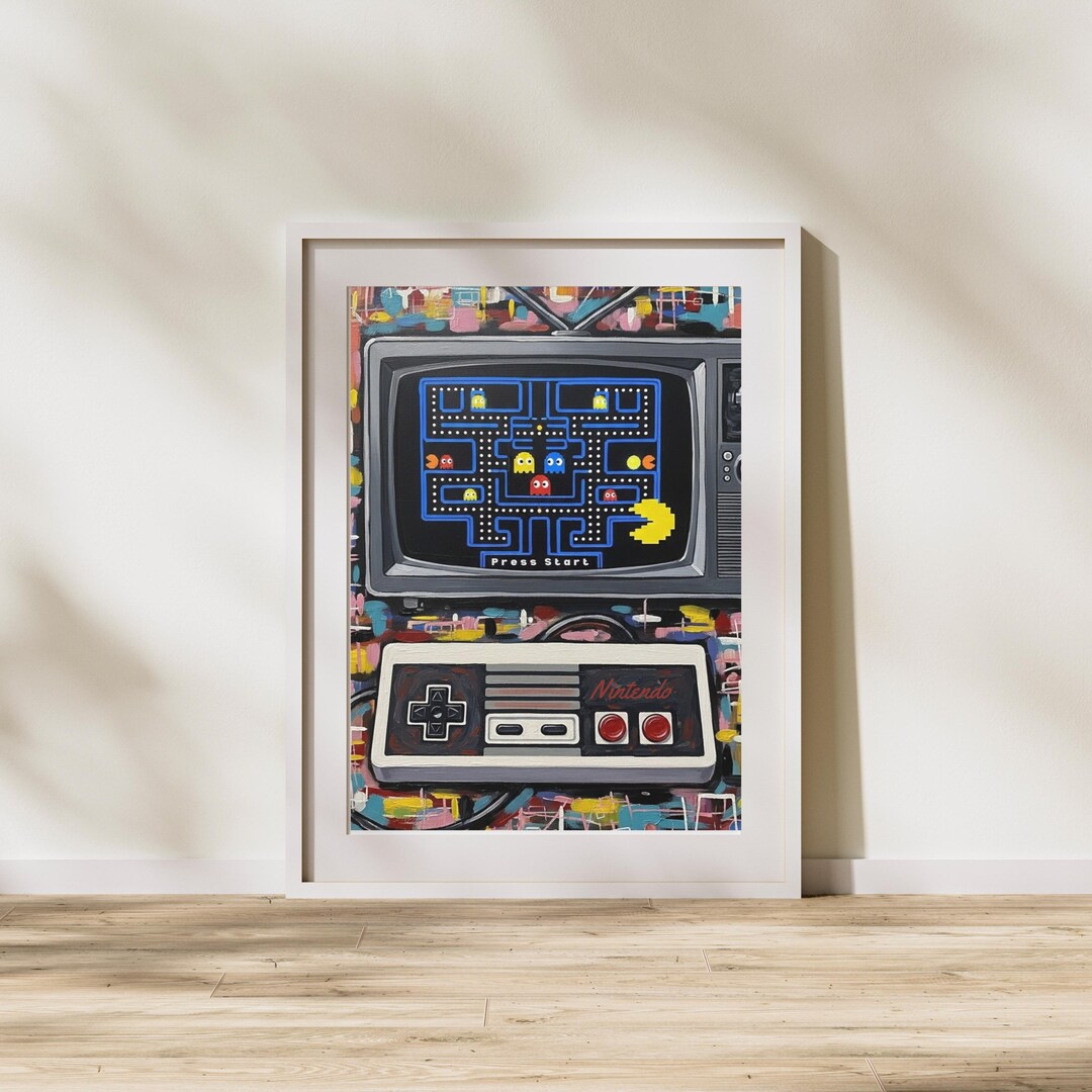 Video Game Controller, Gaming Wall Art, Game Console Print, Pac Man ...