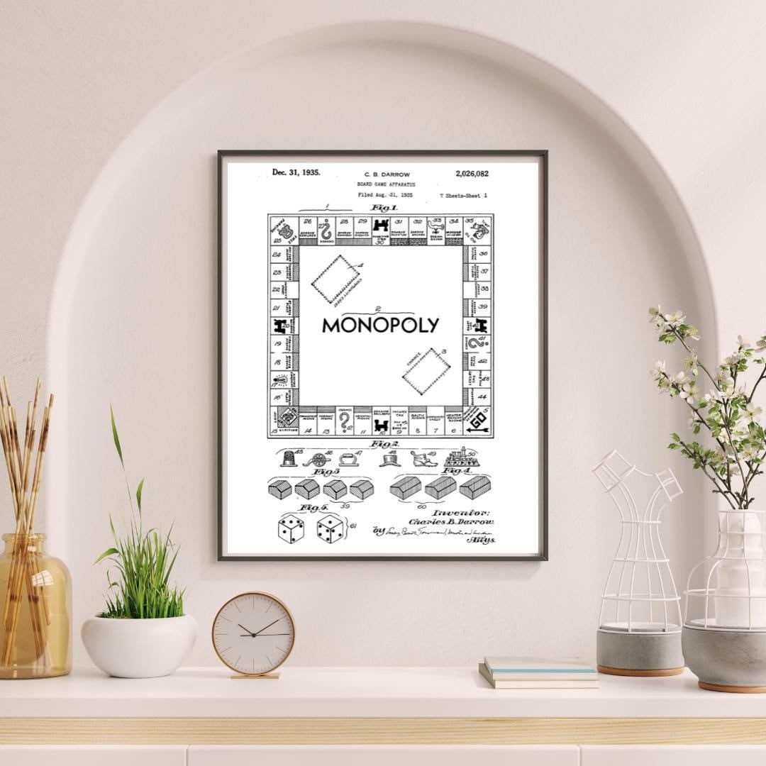 Monopoly Game Patent Art Print: Vintage Board Game Decor (digital ...