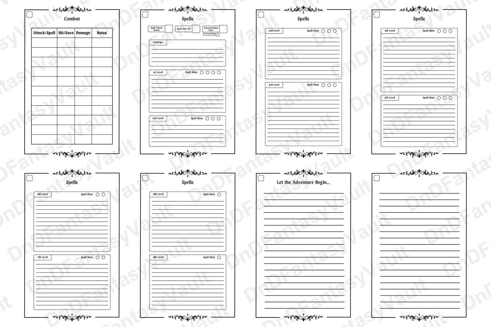 DND Printable Character Journal DND Character Sheet DND Quest Tracker ...