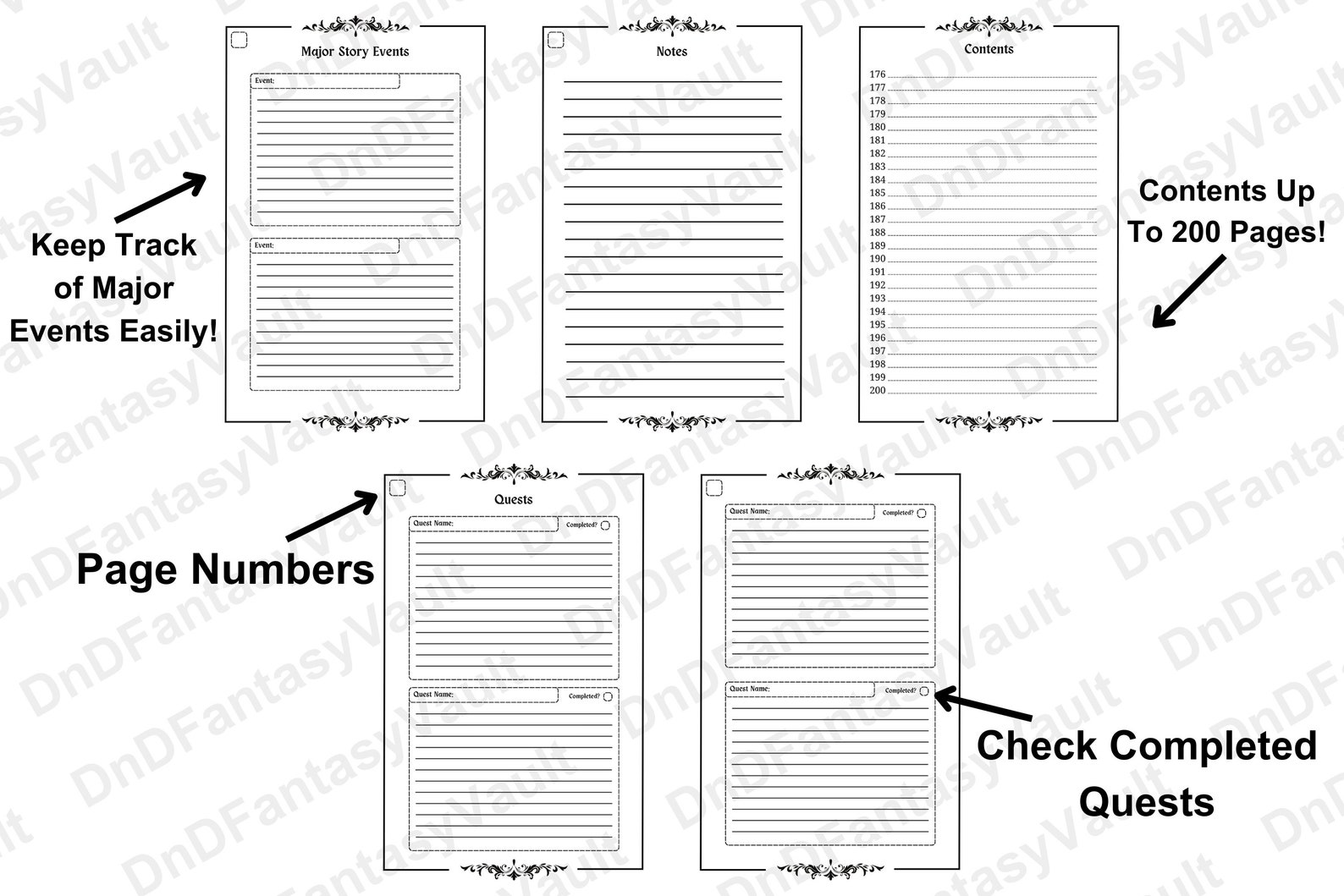 DND Printable Character Journal DND Character Sheet DND Quest Tracker ...