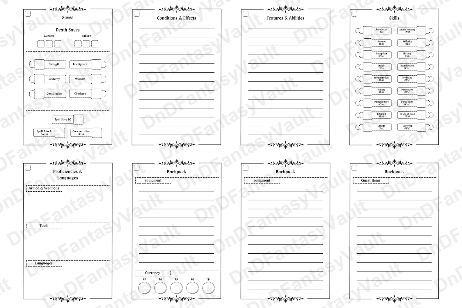 DND Printable Character Journal DND Character Sheet DND Quest Tracker ...