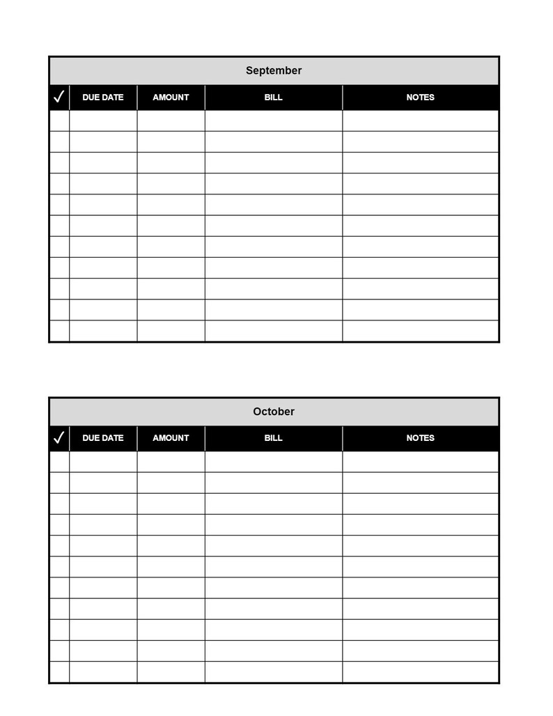 Simple Bill Log - Etsy