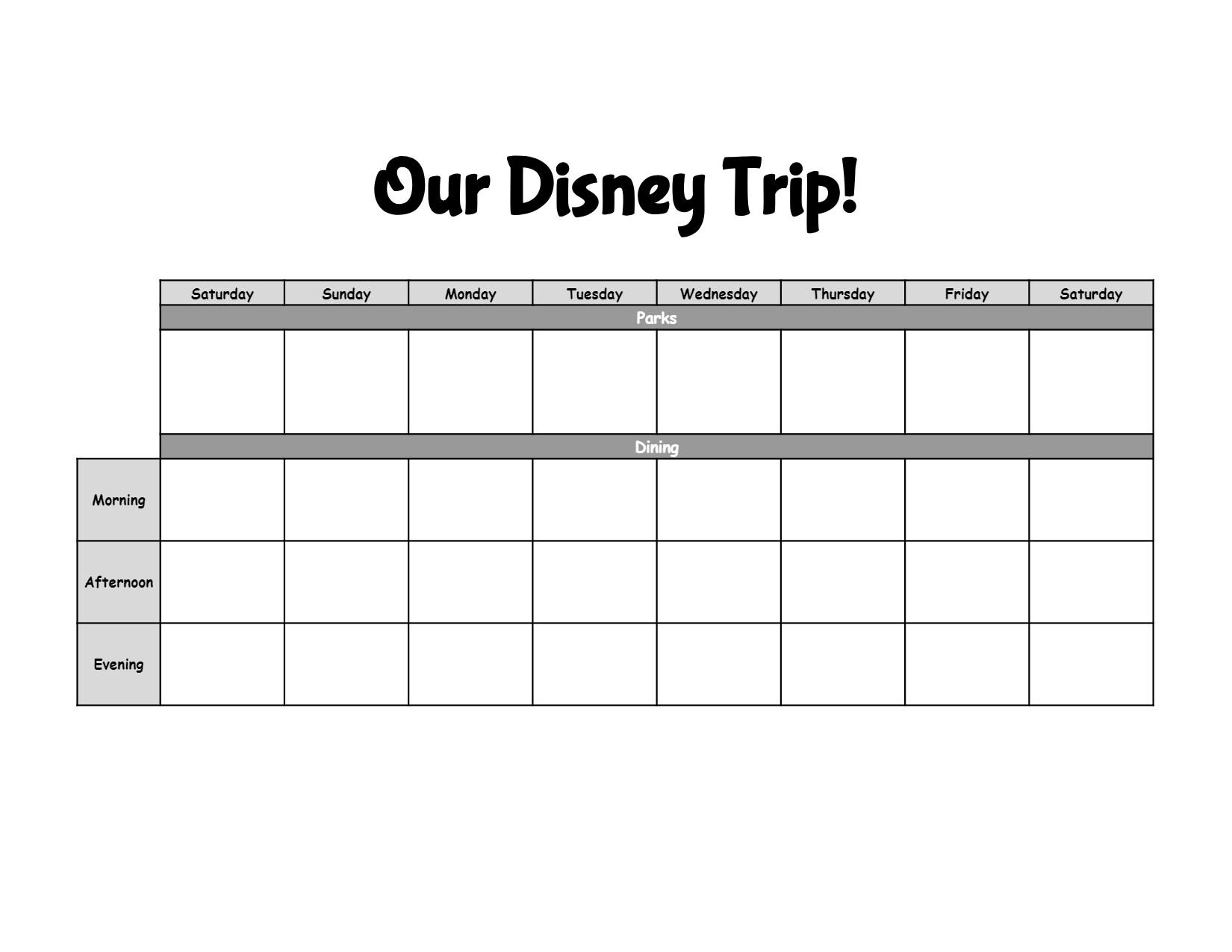 Disneyworld Vacation Simple Day Planner - Etsy