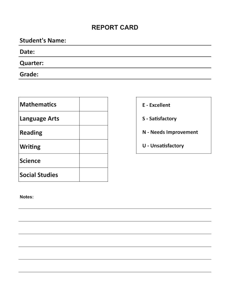 Simple Elementary Homeschool Report Card or Progress Report - Etsy